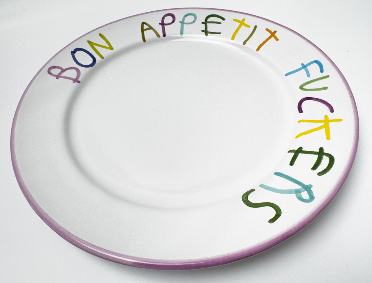 'Bon Apetit' Hand Painted Ceramic Plate – Post Modern Vandal